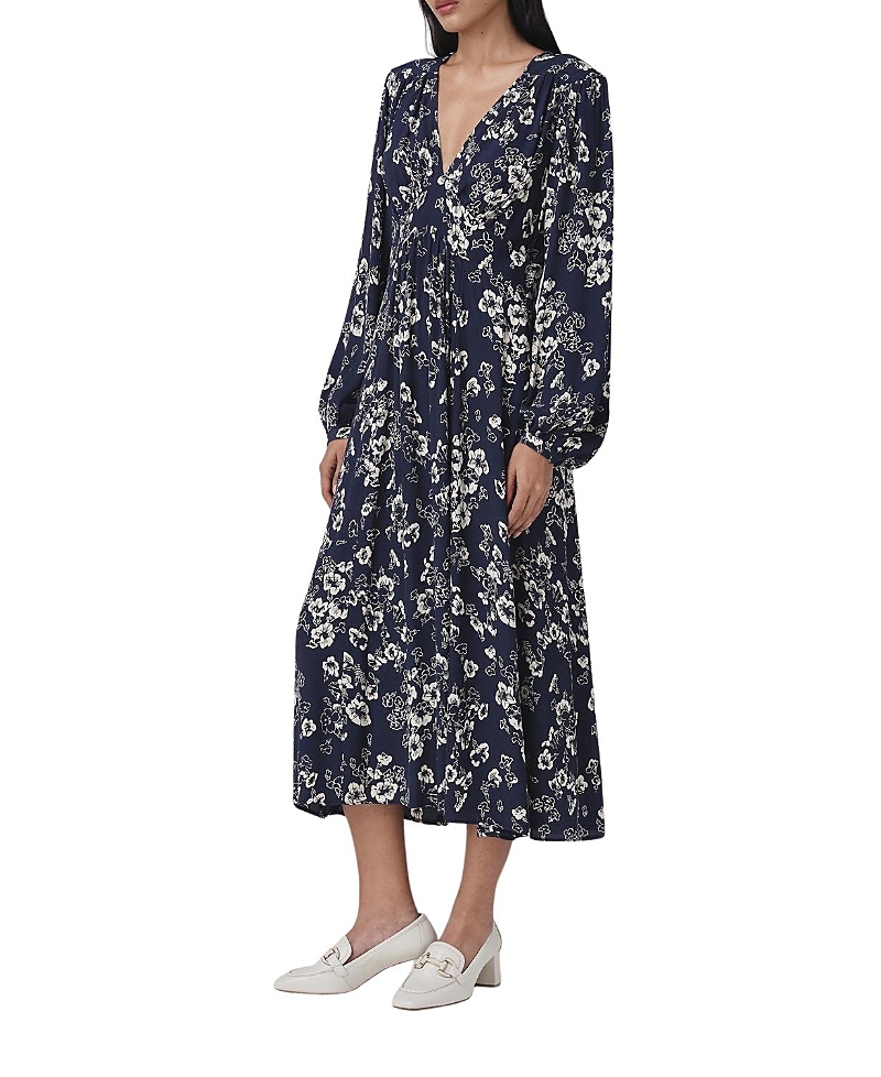 GHOST LONDON Wren Floral V-Neck Midi Dress